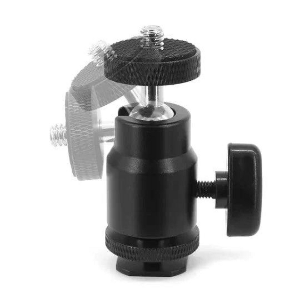 Mini rótula 360º para aro de luz o trípodes de metal con zapata